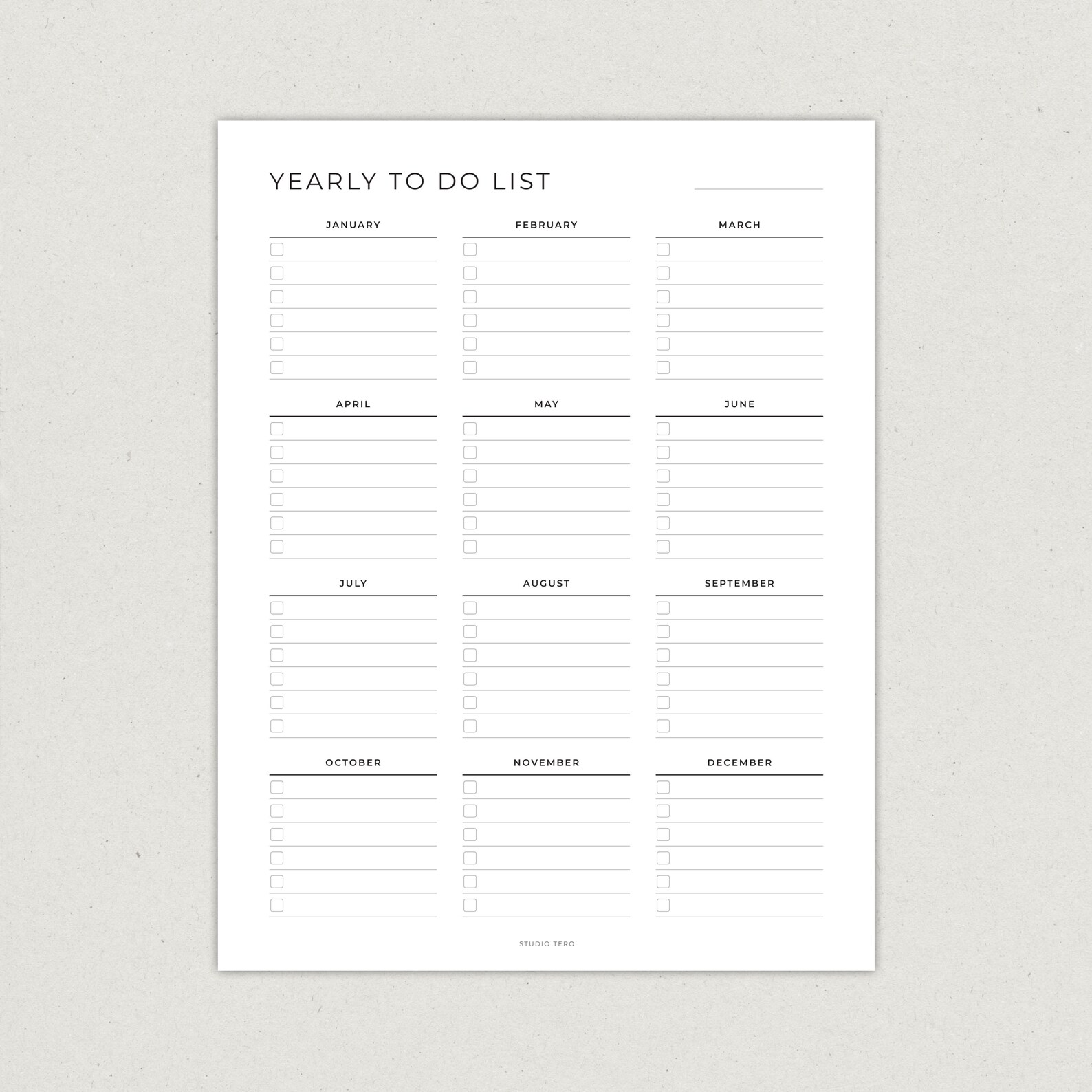 Yearly to Do List, Yearly Tasks, Yearly Planner, Annual Planner ...