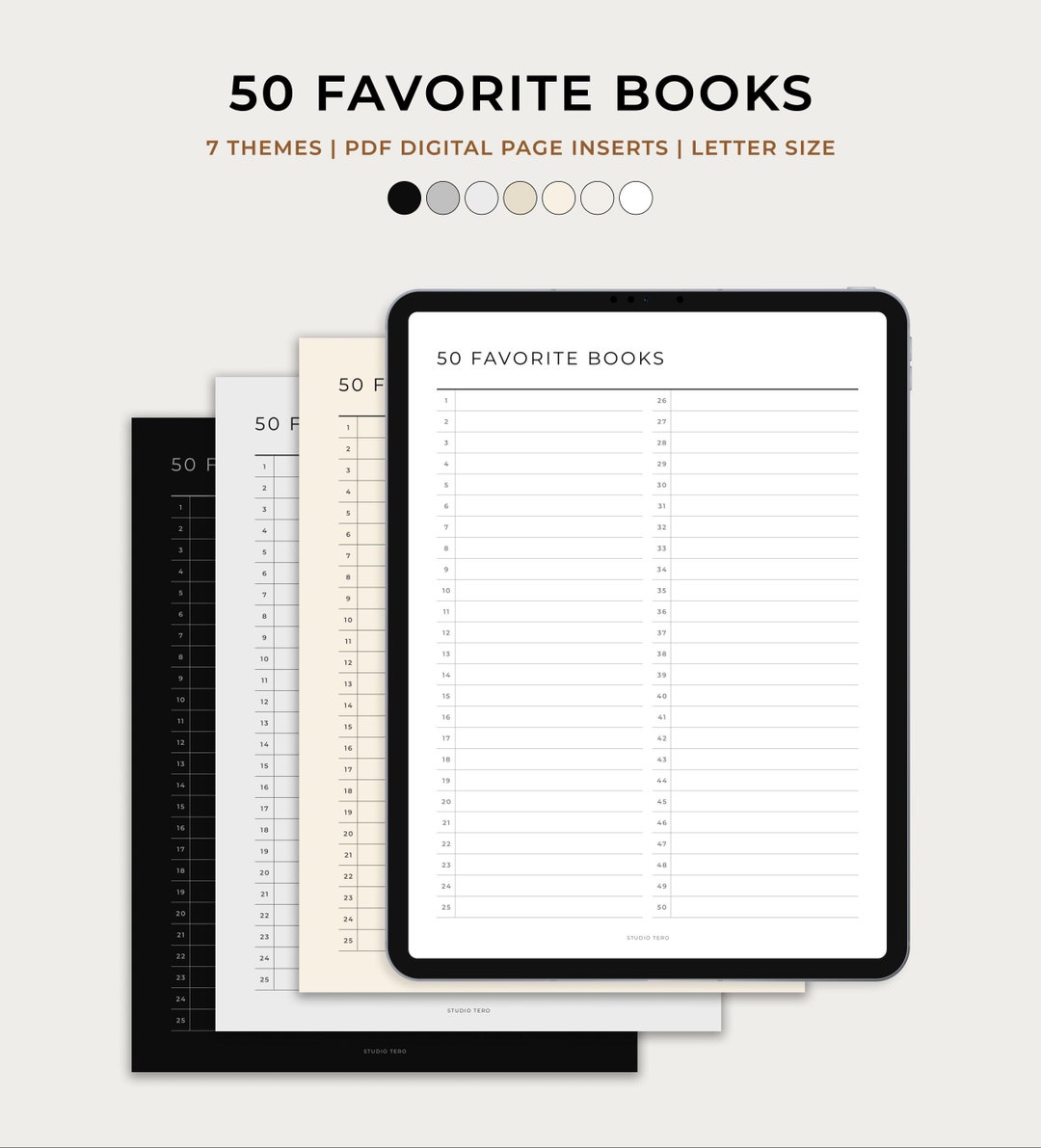 50 Favorite Books Tracker Printable, Reading Tracker, Reading Challenge ...