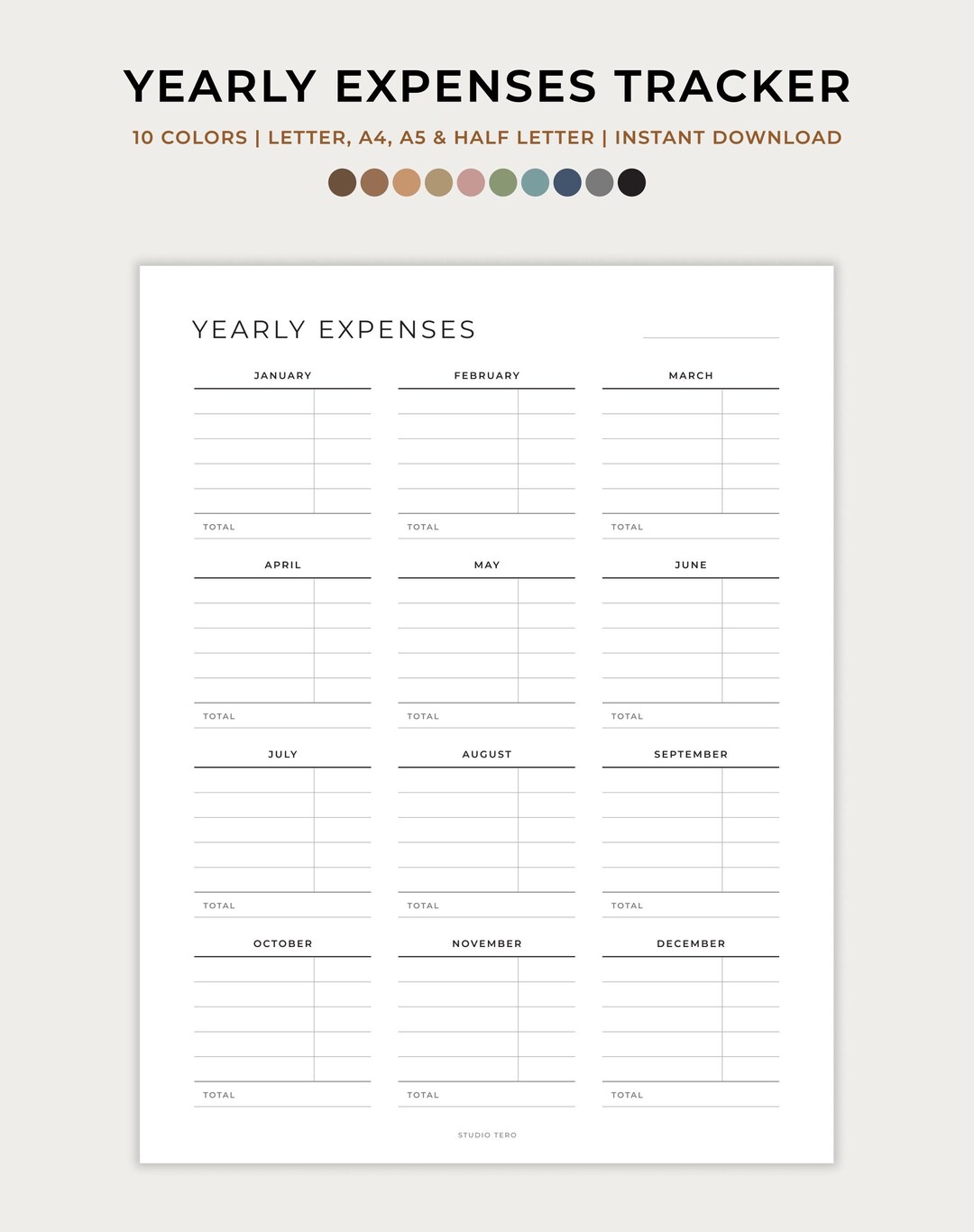 Yearly Expenses Tracker, Yearly Expenses Overview, Business Spending ...