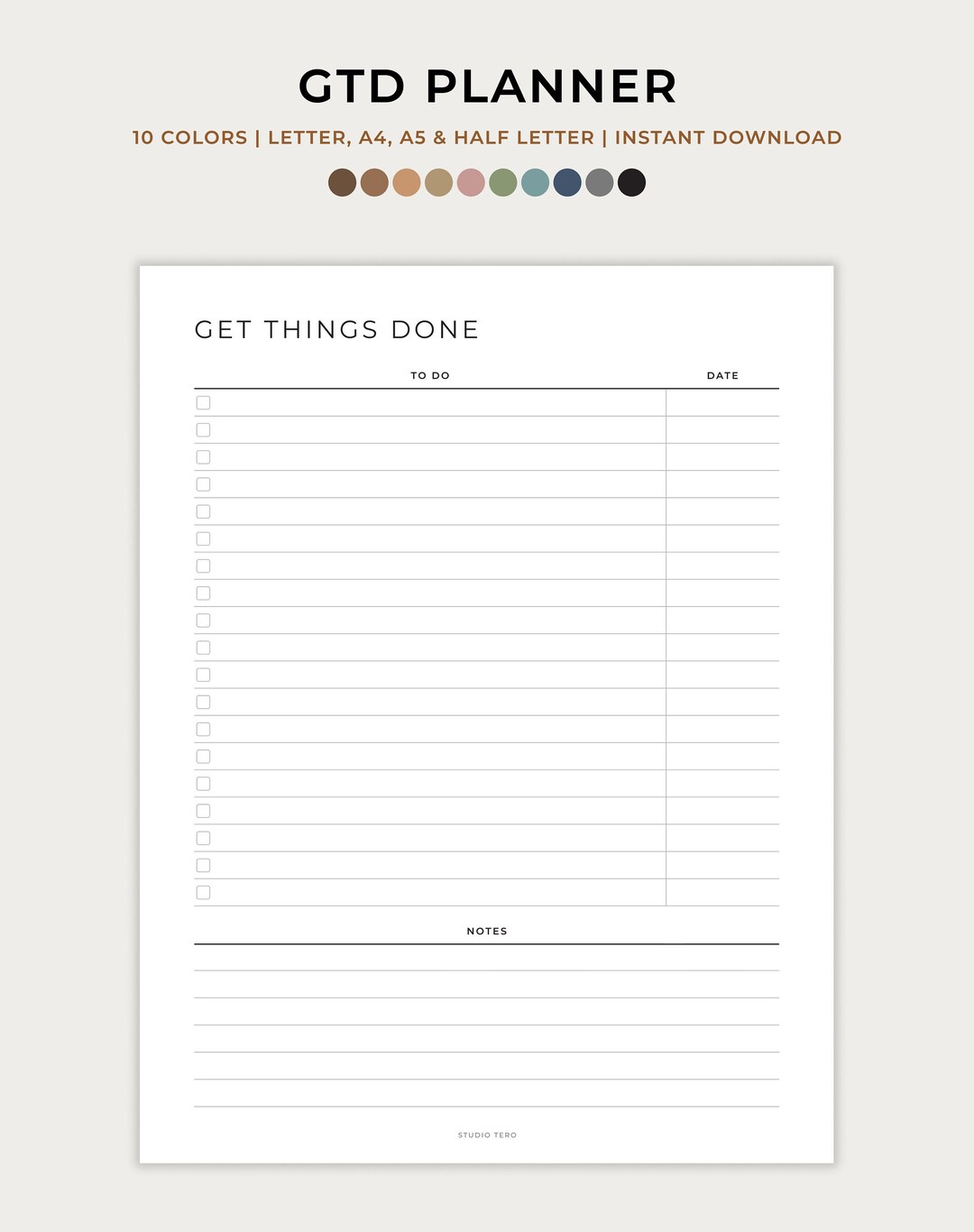 GTD Planner, Get Things Done, Printable to Do List Template, Task List ...