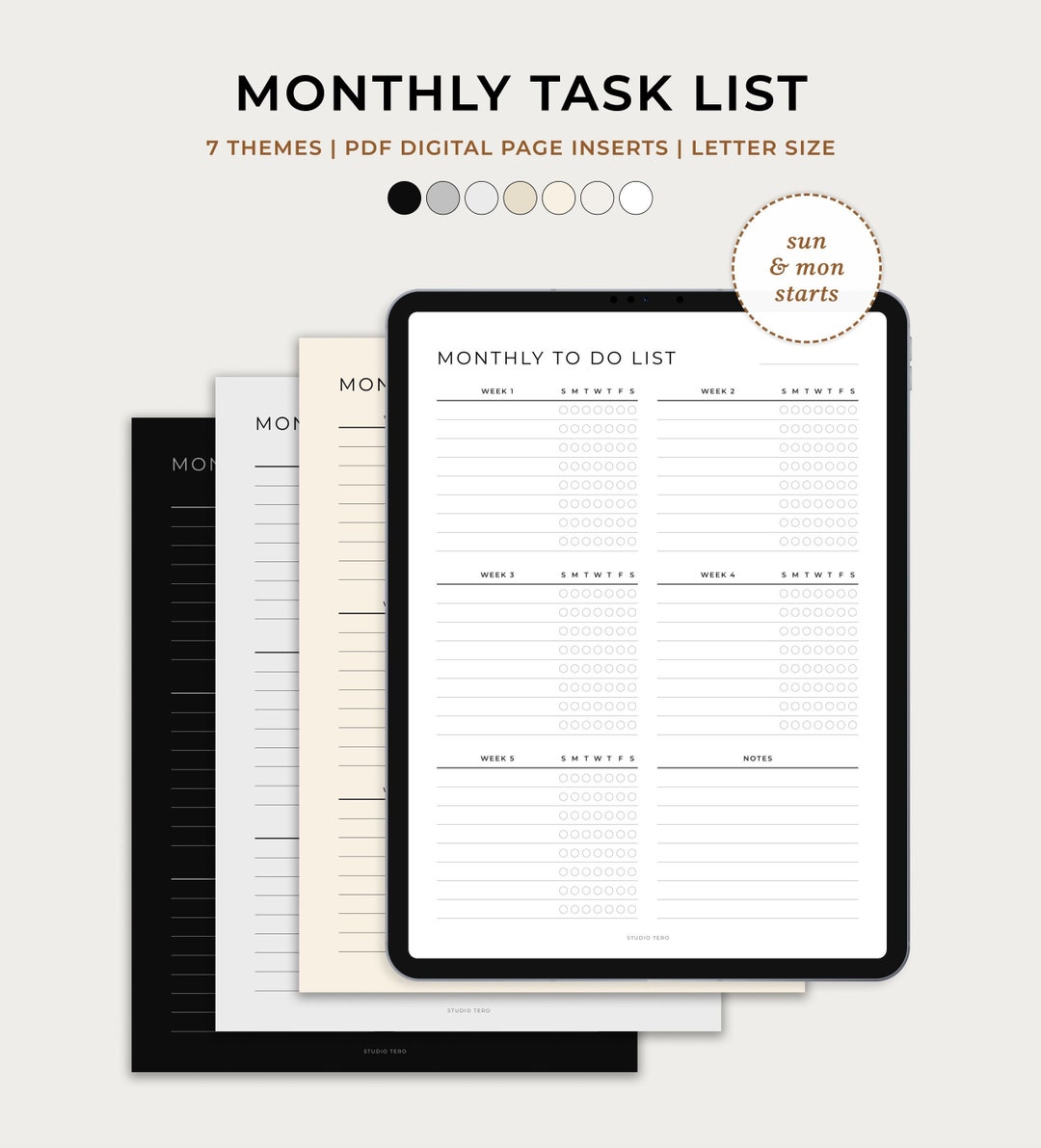 Monthly Task List, Monthly to Do List, Checklist, Simple Monthly ...