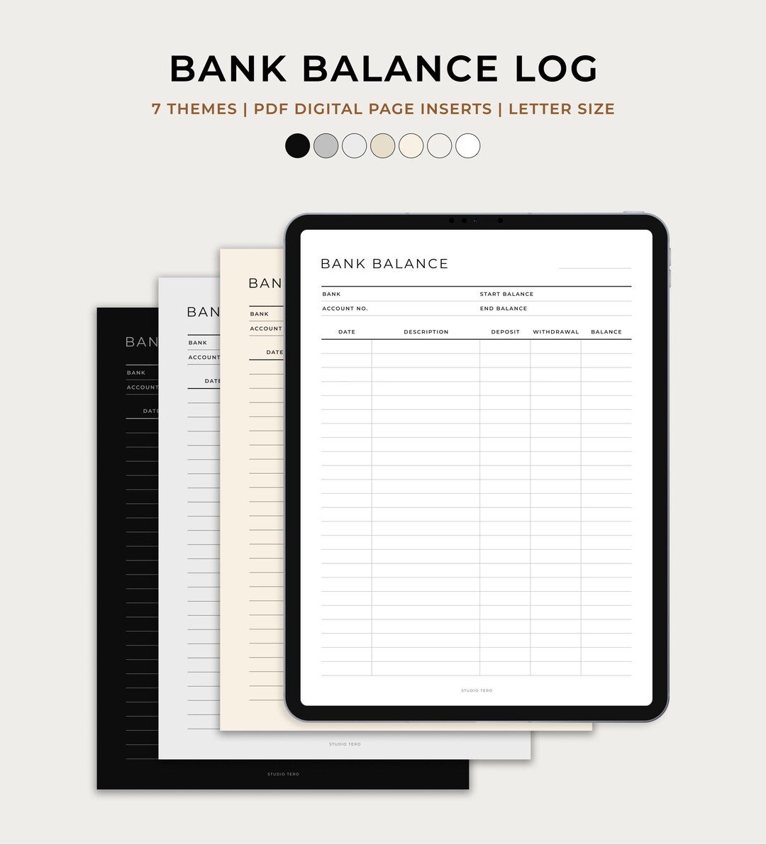 Bank Balance Log, Bank Account Transactions Tracker, Transaction Log ...