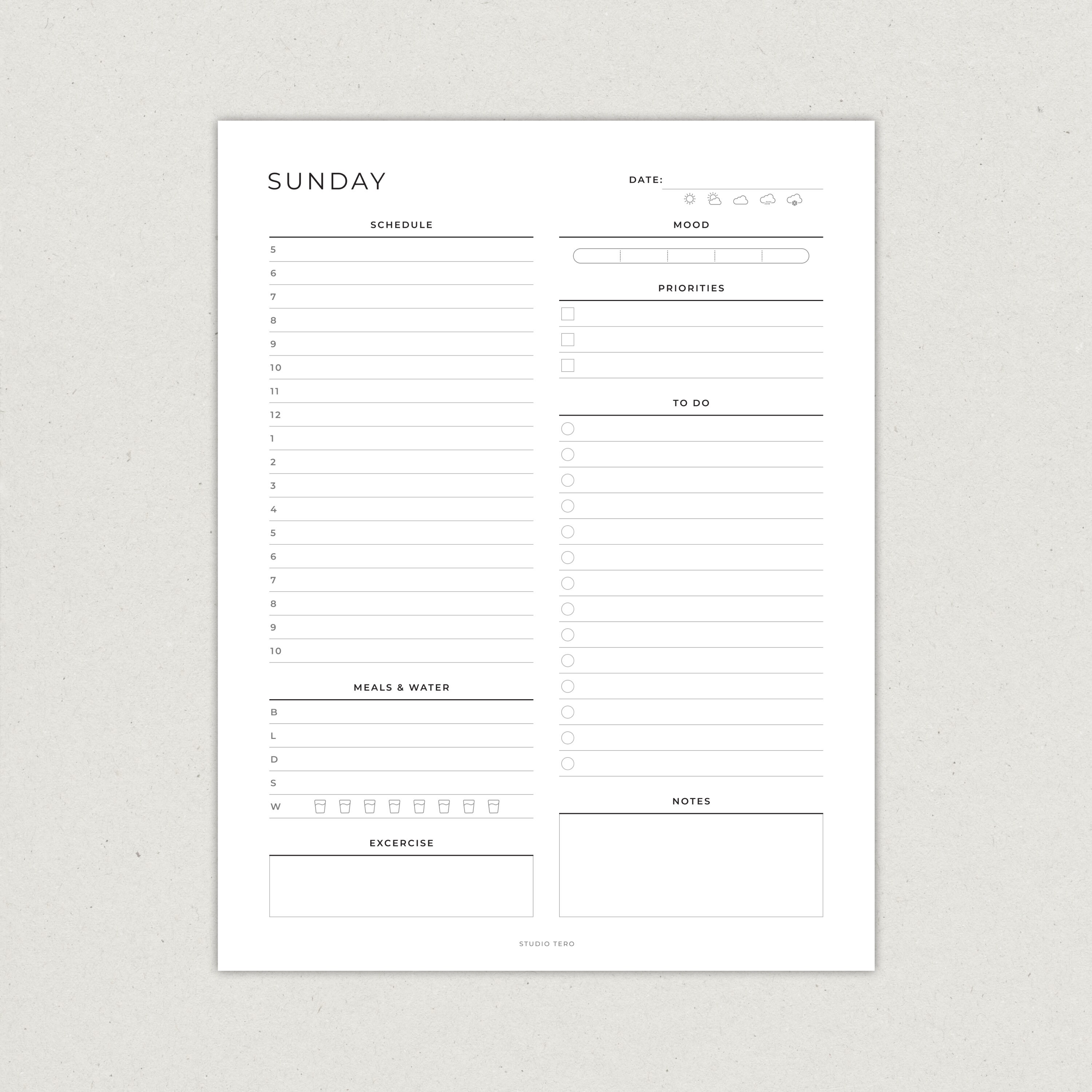 7 Day Planner, Daily Printable 8.5x11 Planner Daily Grind Planner ...