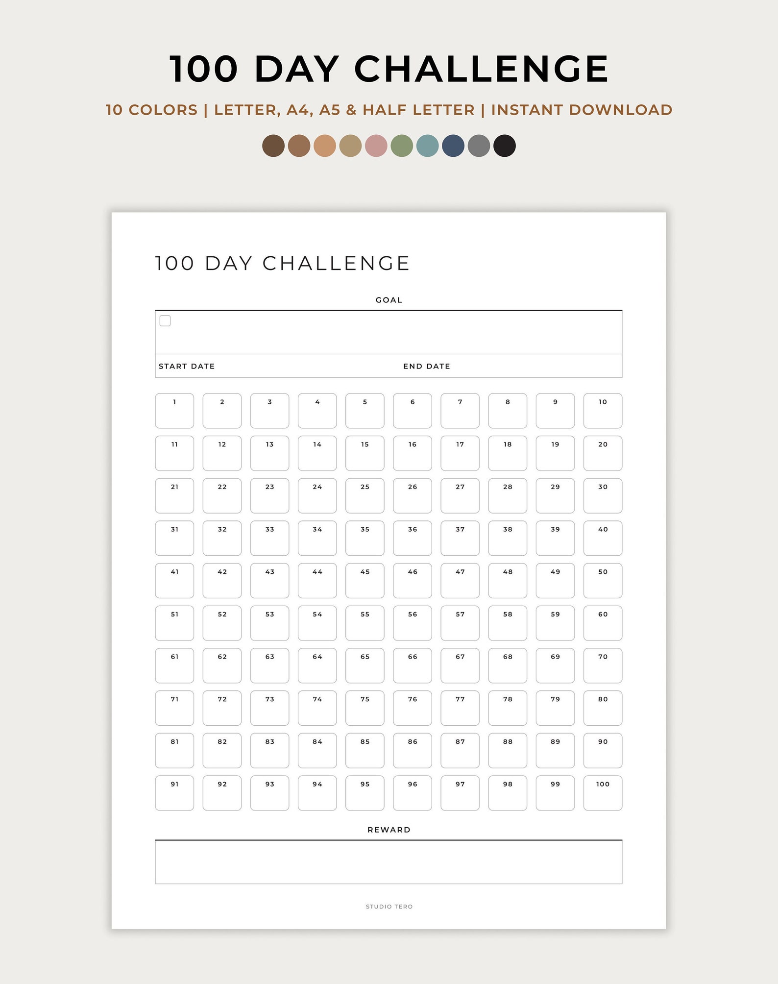 100 Day Challenge, Action Plan, Goal Setting, Habit Forming, Goal ...