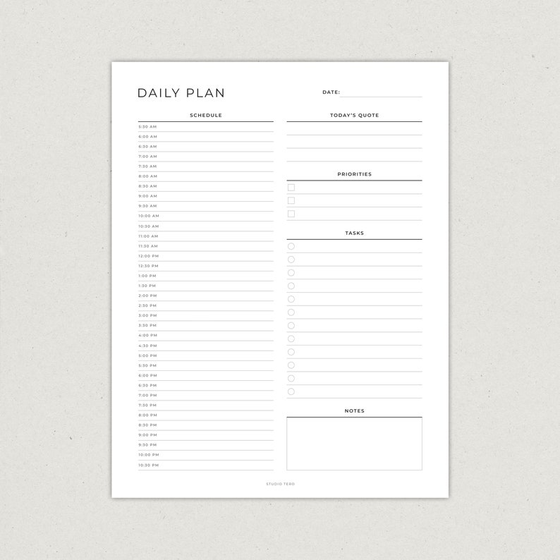 Daily Planner, Daily Printable 8.5x11 Planner Daily Grind Planner ...