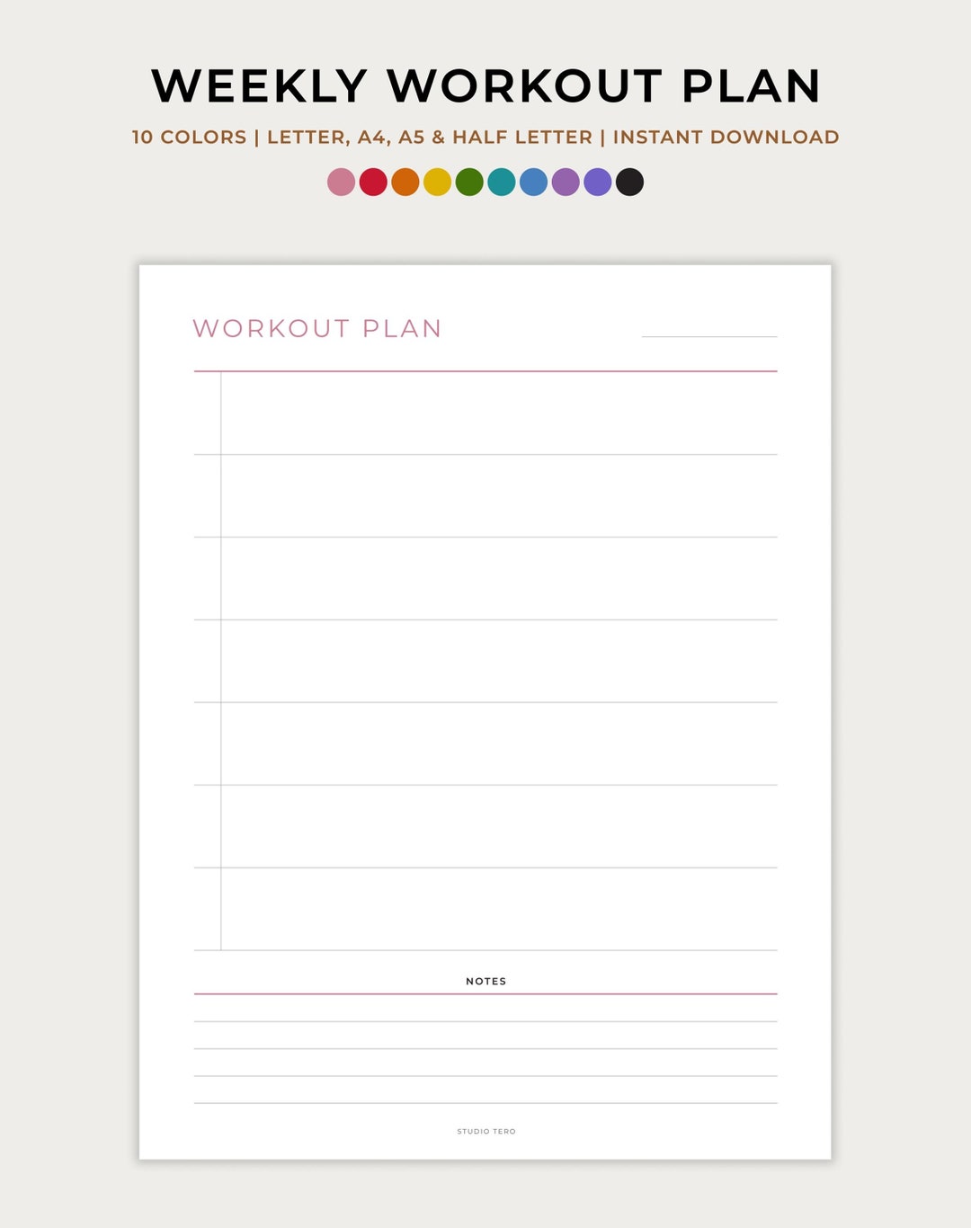 Weekly Workout Plan Printable, 7 Days Fitness Planner, Exercise Planner ...