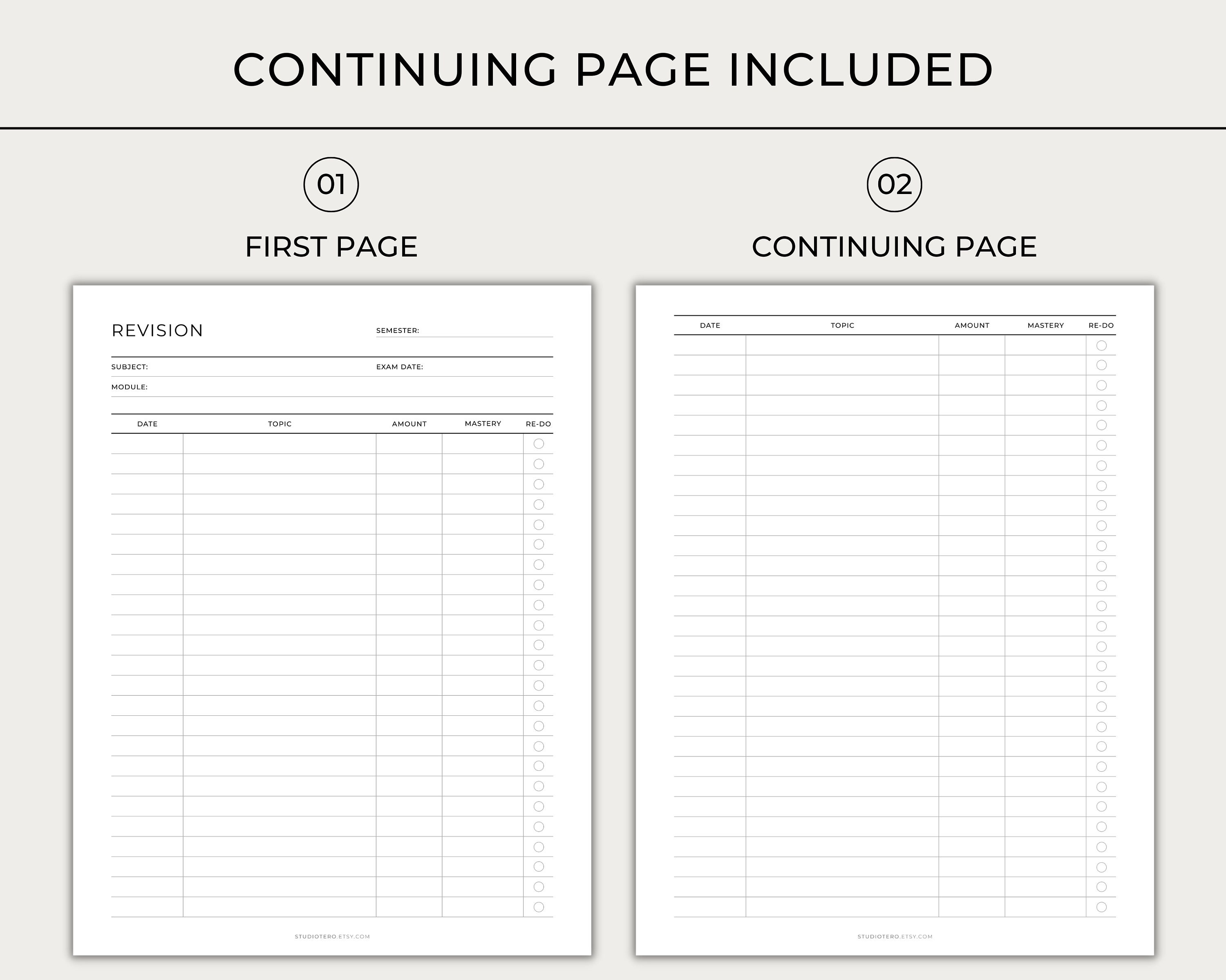 Revision Planner, Printable, Minimal, Students Study Log, Exam Planner ...
