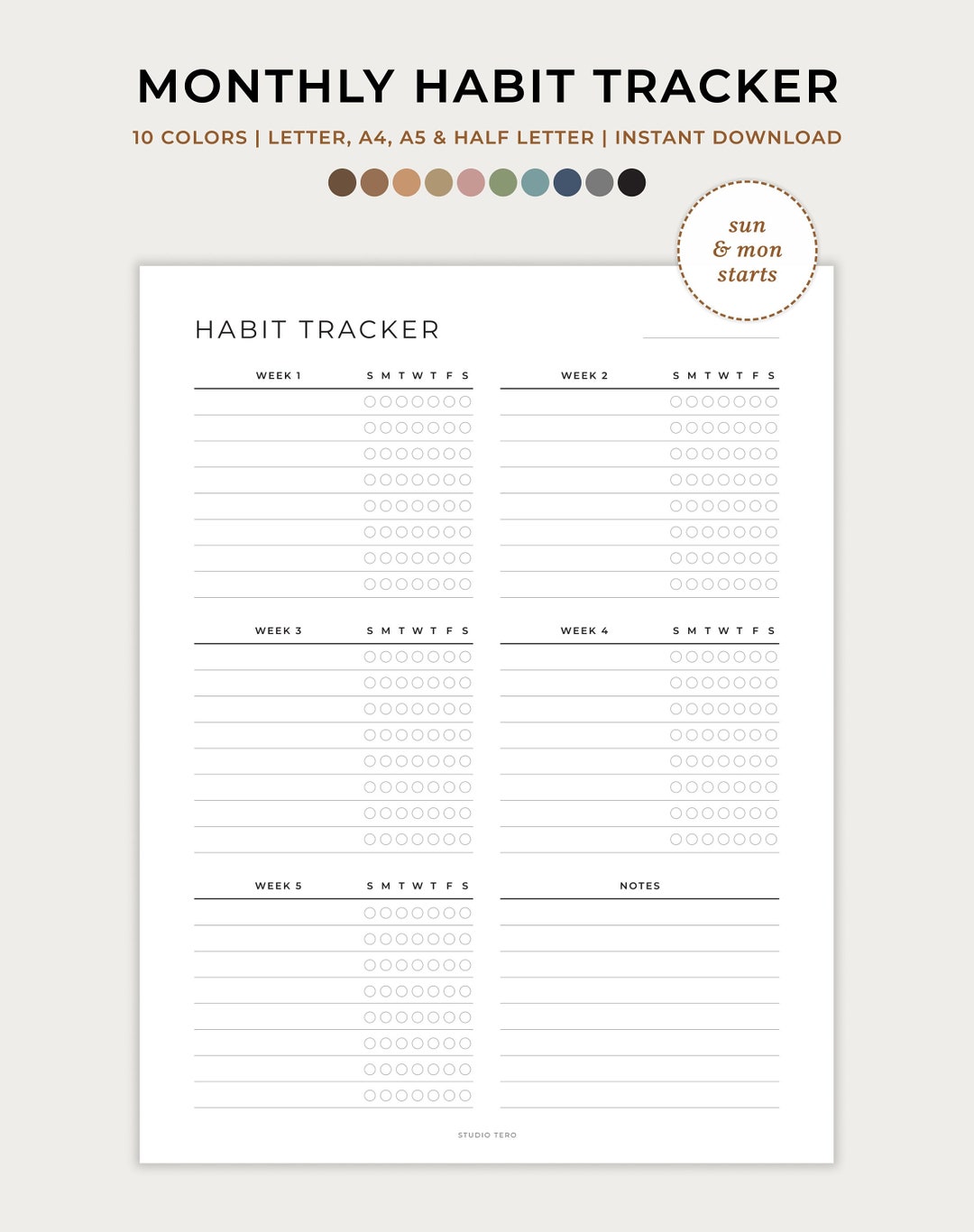 Monthly Habit Tracker Printable, Habit Tracker Template, Routine ...