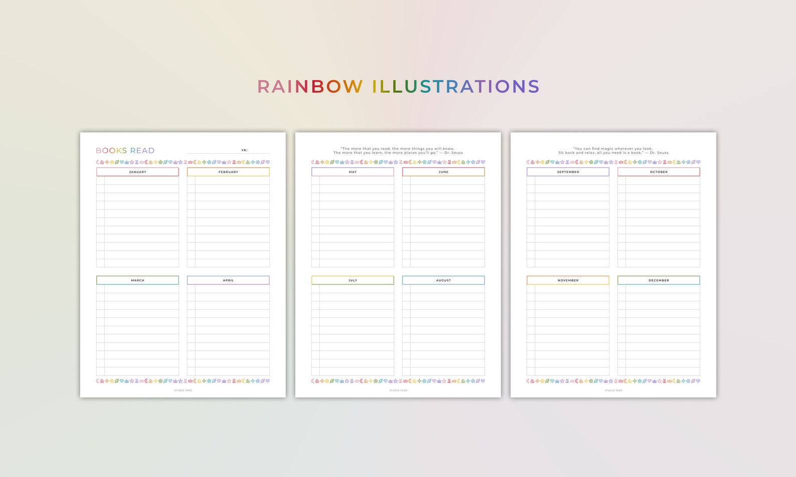 Kids Monthly Book Record, Printable, Minimal, Kids Book Log, Kids ...