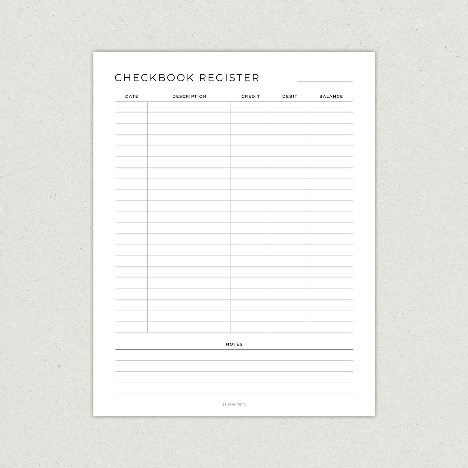 Checkbook Register Printable, Check Transaction Tracker, Checkbook Log ...