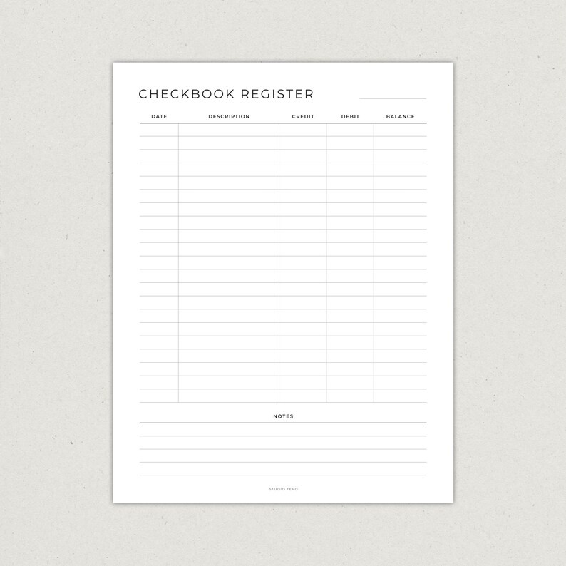 Checkbook Register Printable, Check Transaction Tracker, Checkbook Log ...
