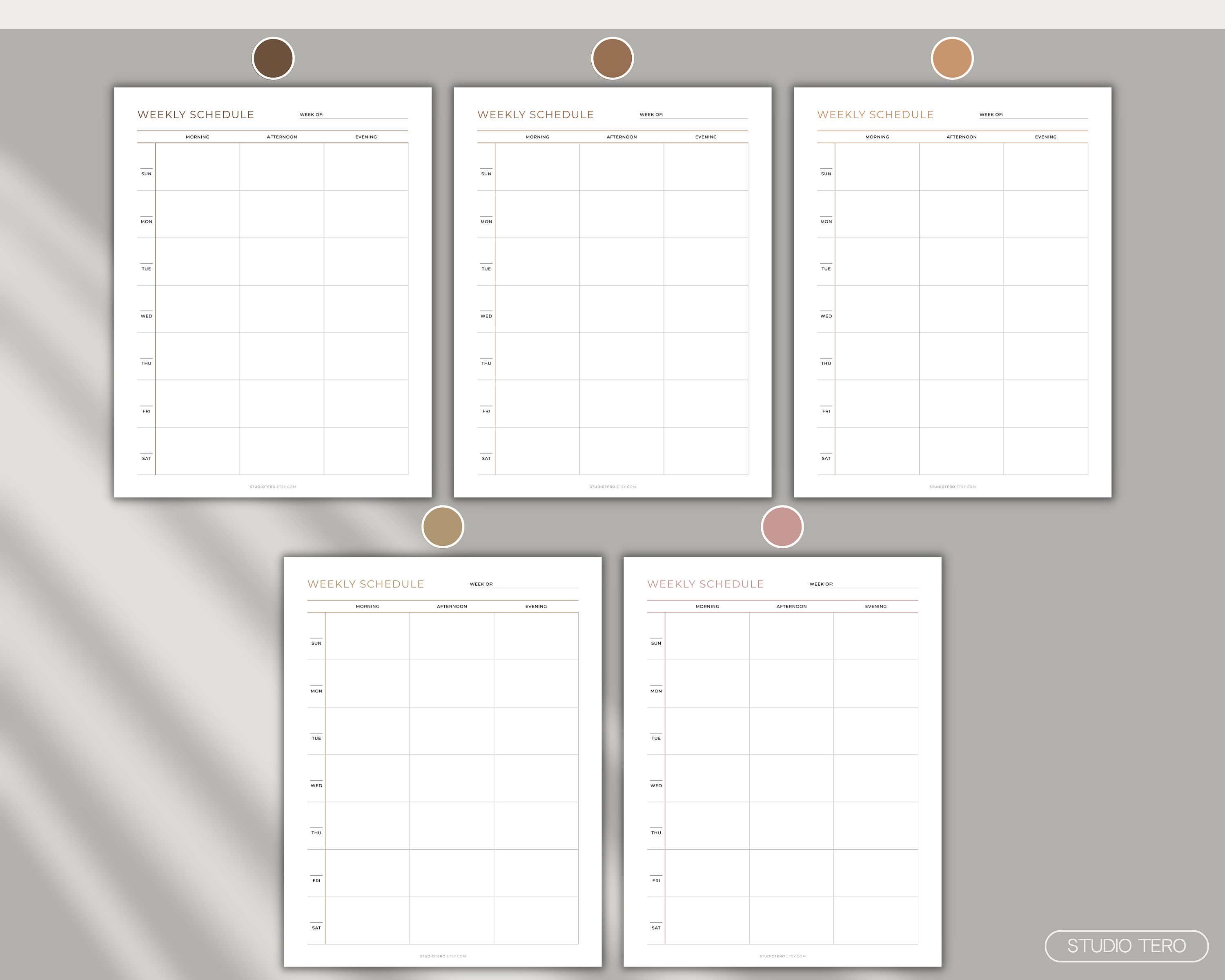 Weekly Schedule, Printable, Minimal, Weekly Agenda, Weekly Organizer ...