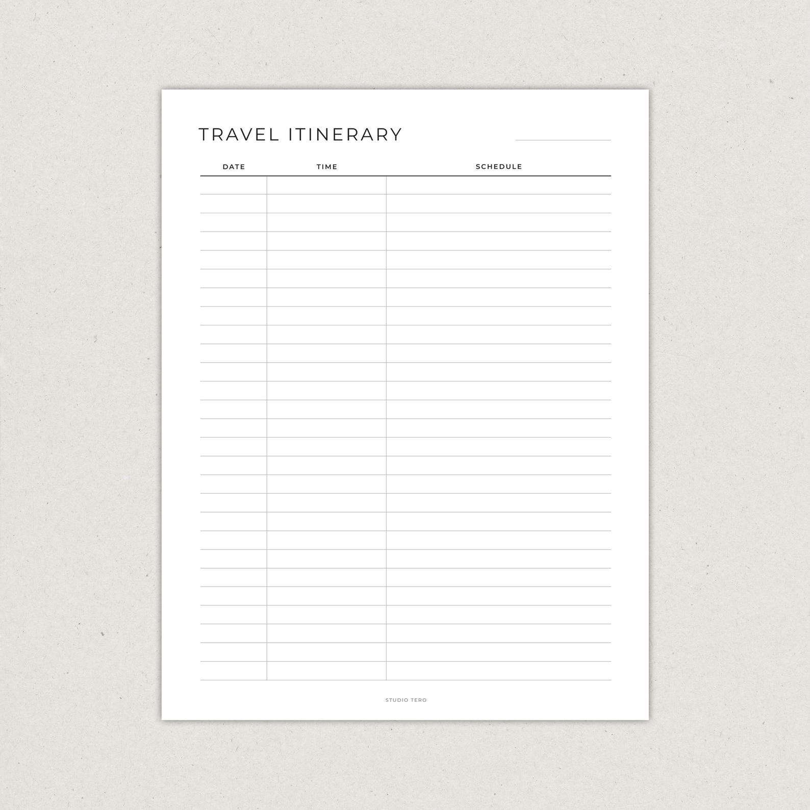 Simple Travel Itinerary Printable, Travel Planner Template, Vacation ...