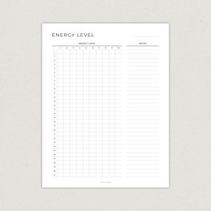 Energy Level Tracker, Printable Template, Wellness Planner, Health ...