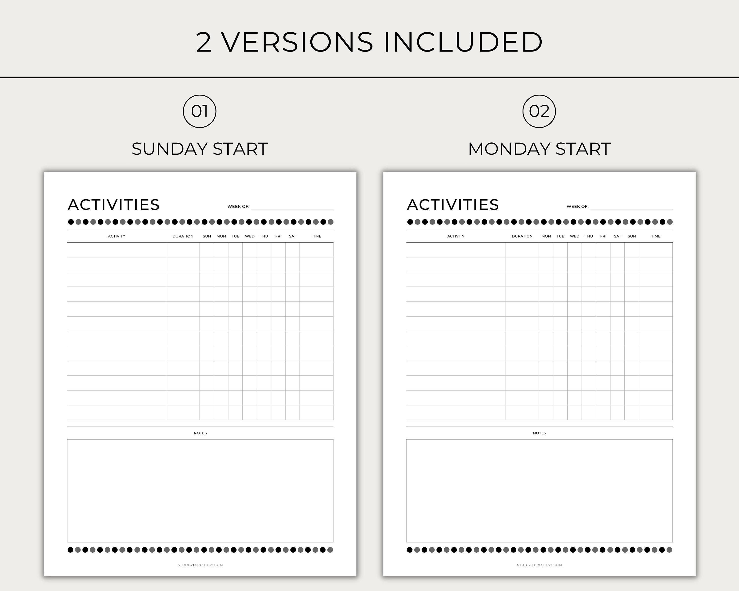 Kids Activities Tracker, Printable, Minimal, Routine Chart, Kid Planner ...