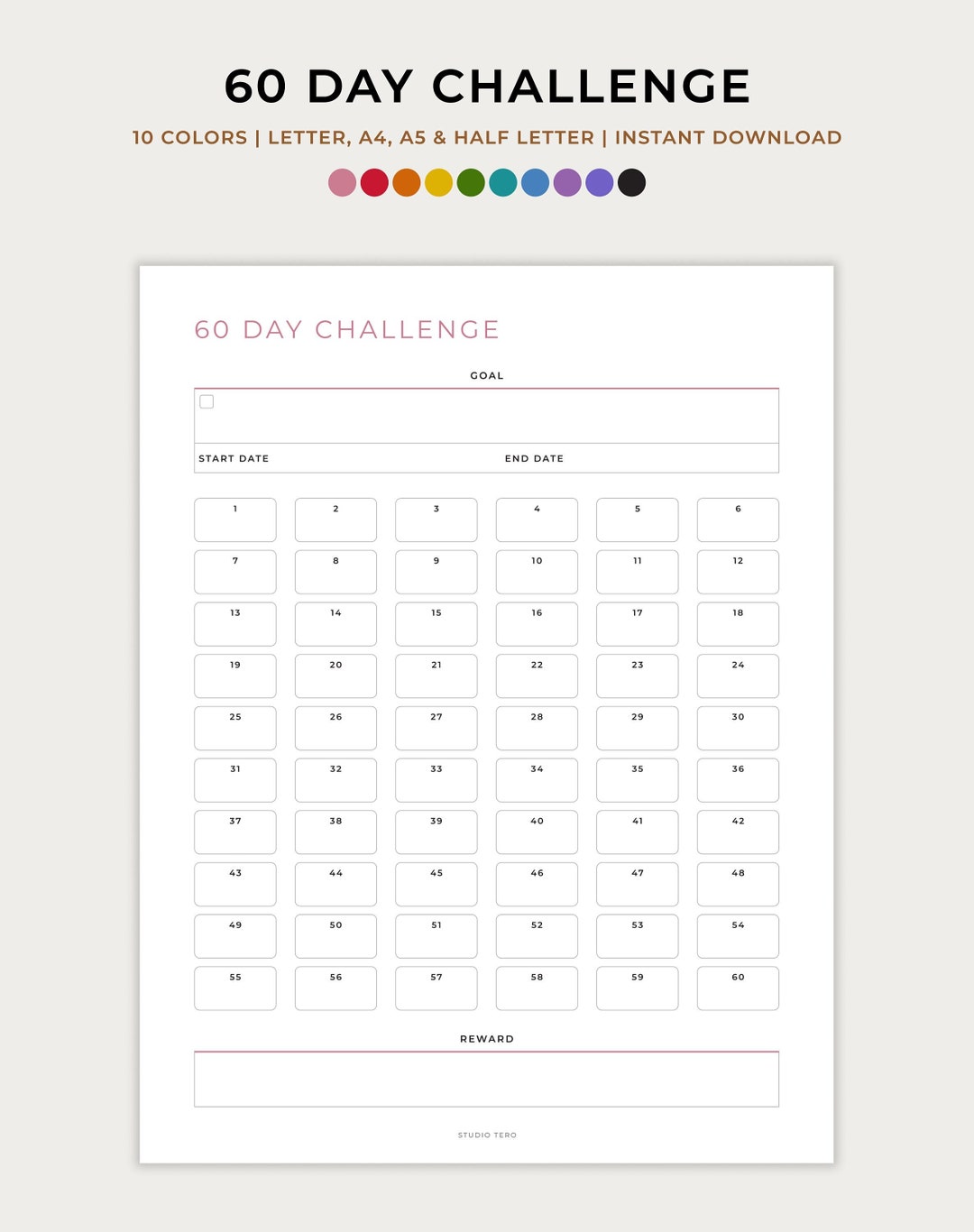 60 Day Challenge, Action Plan, Goal Setting, Habit Forming, Goal ...
