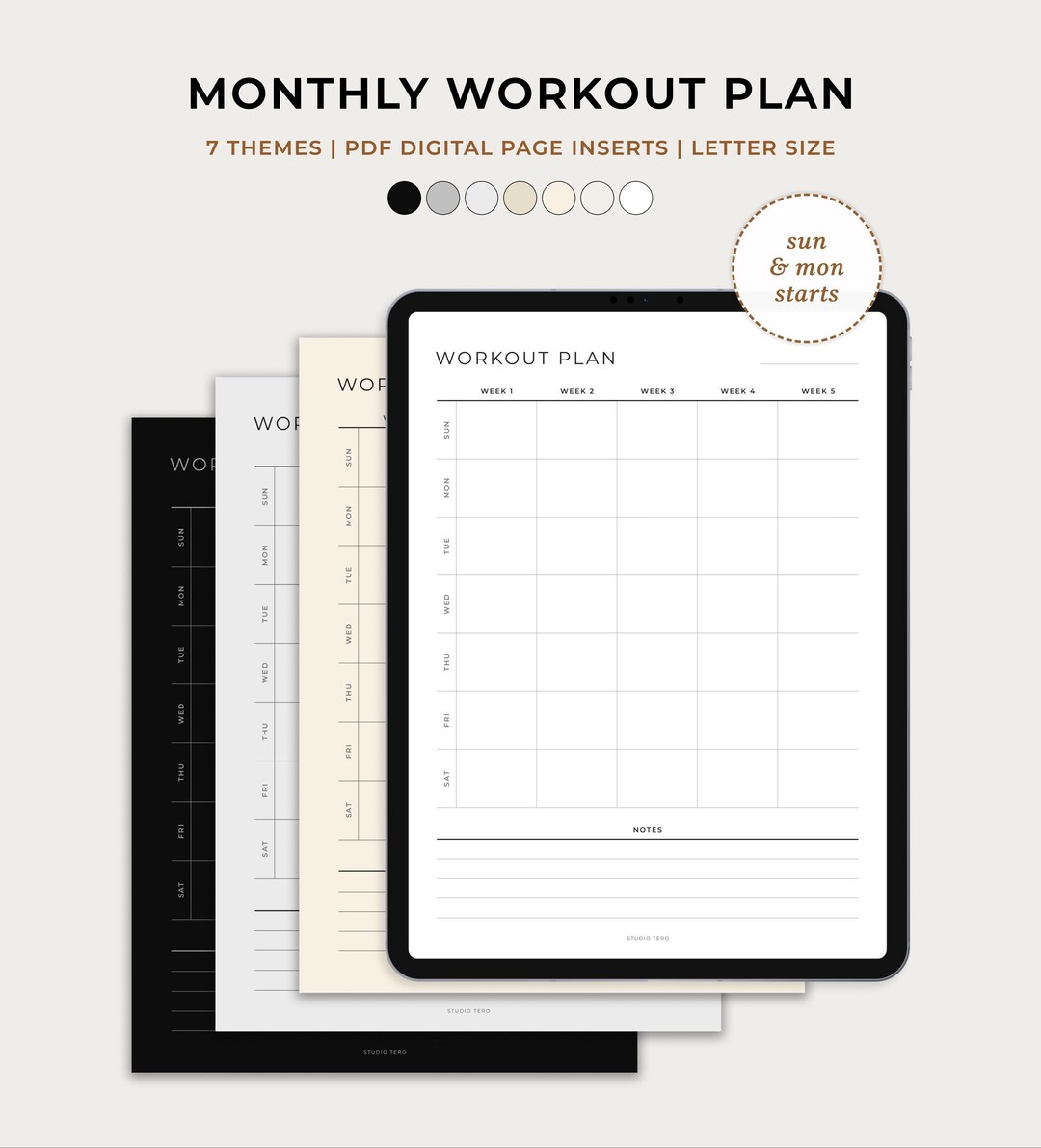 Monthly Workout Plan Printable, 30 Day Fitness Planner, Exercise ...