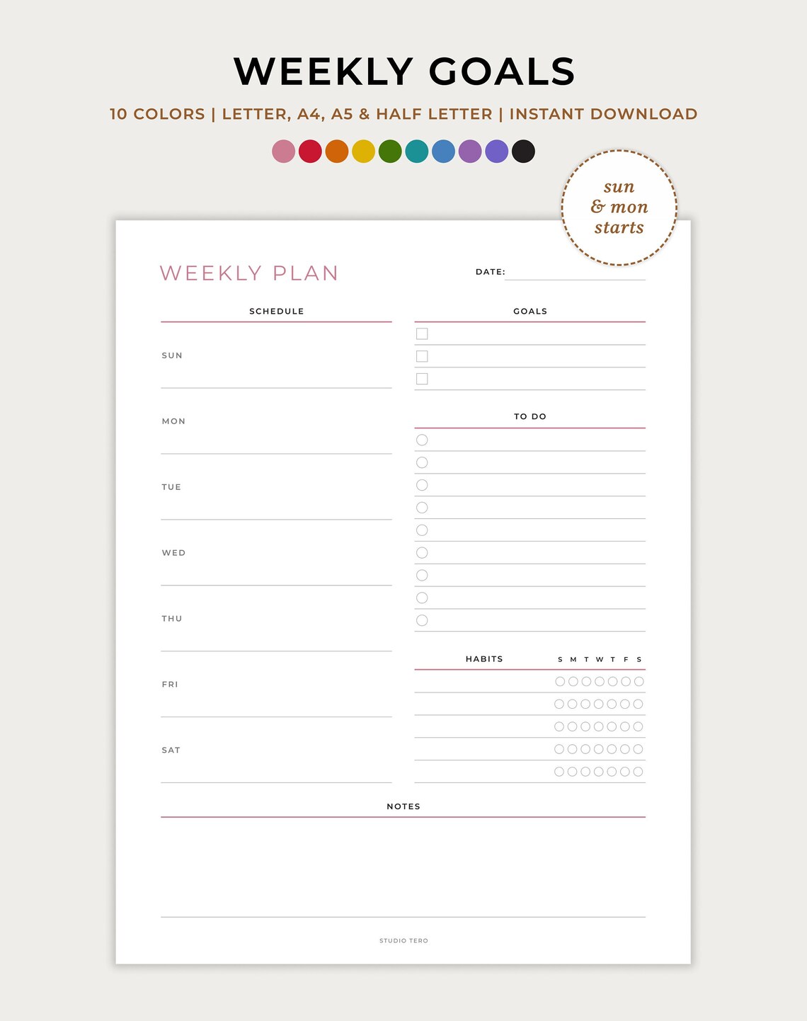 Weekly Goals, Desktop Plan Weekly H Undated Plan Strategic Boxes Tasks ...