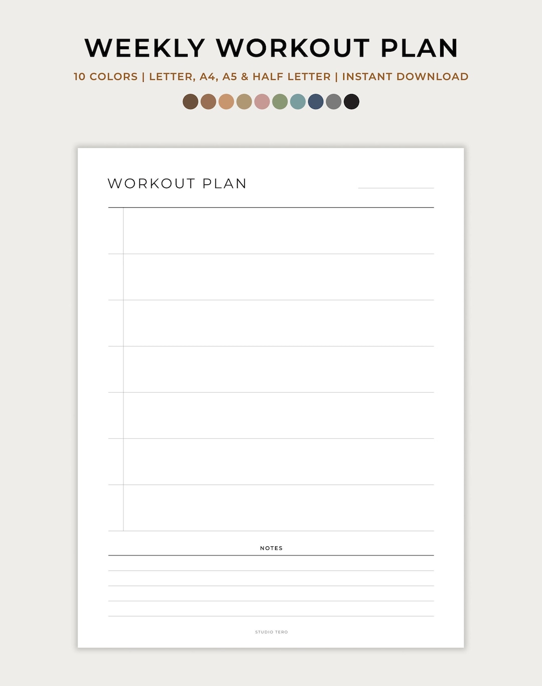 Weekly Workout Plan Printable, 7 Days Fitness Planner, Exercise Planner ...