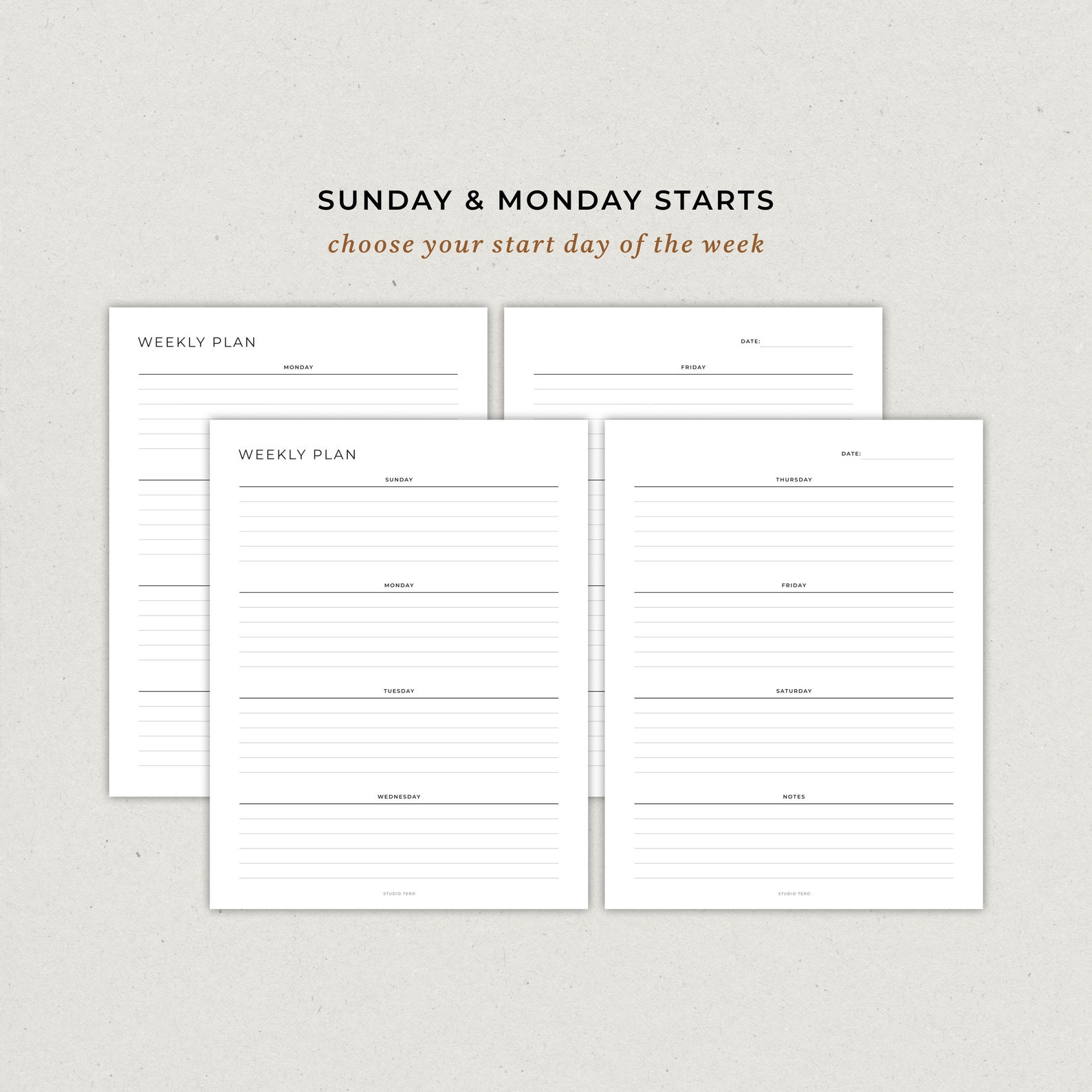 Minimalist Weekly Planner, Desktop Plan Weekly H Undated Plan Strategic ...