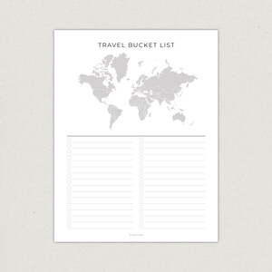 Travel Bucket List Printable, Wanderlust List, Travel to Do List, Dream ...