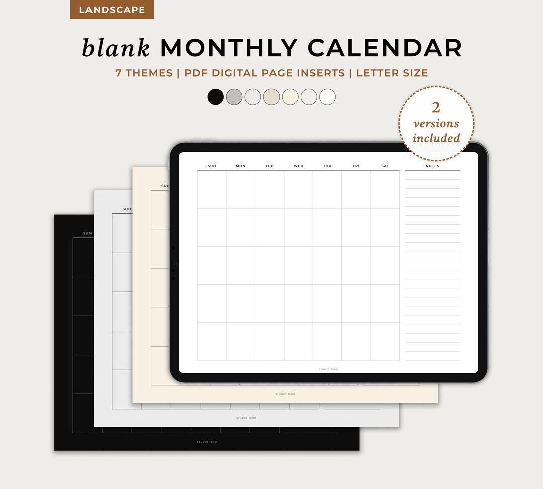 Blank Monthly Calendar, Classic Planner Monthly Adhd A5 Undated Planner ...