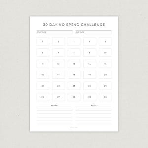 30 Day No Spending Challenge, Money Saving Challenge, Savings Tracker ...