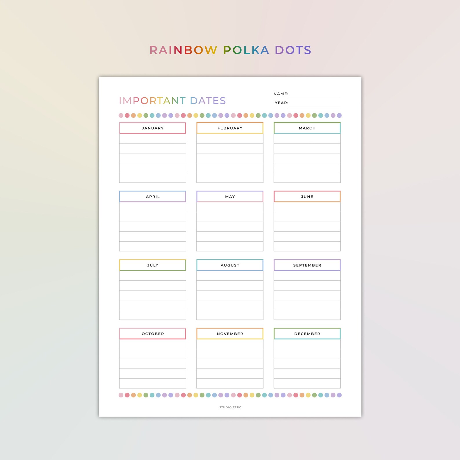Kids Important Dates Tracker, Printable, Minimal, Kids Planner, Kids ...