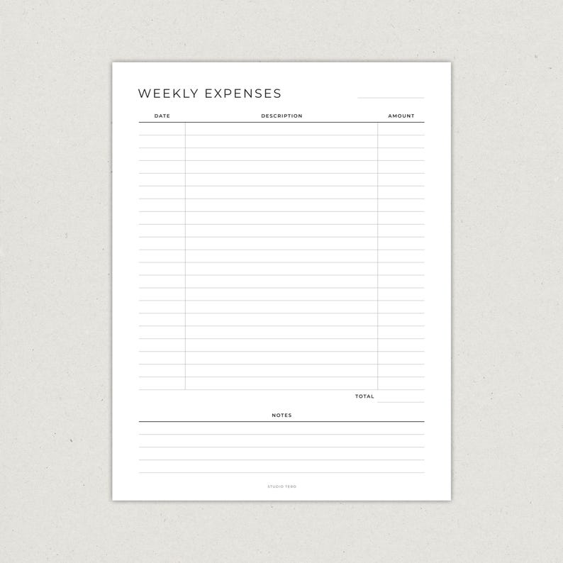 Weekly Expenses Log, Expense Tracker, Spending Log, Weekly Budget ...