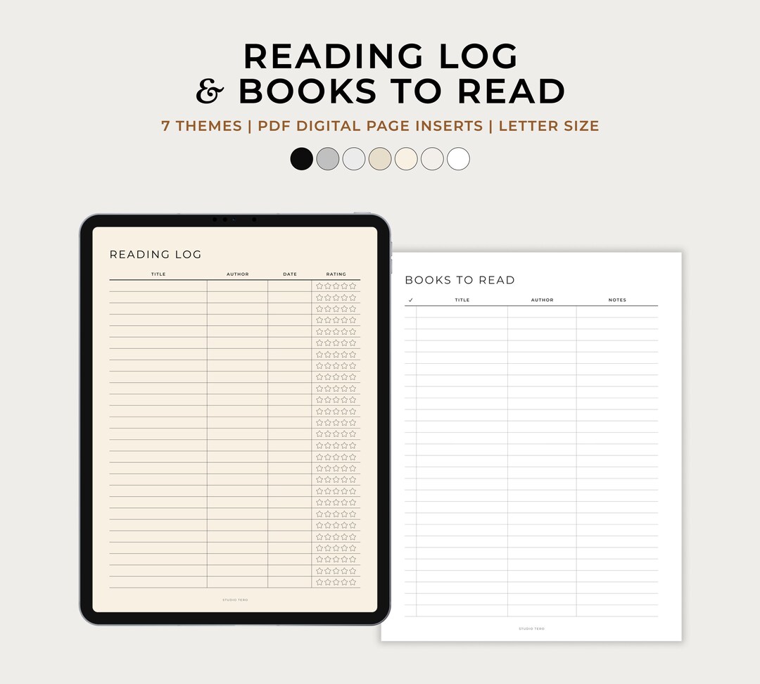 Reading Log and Books to Read, Reading Tracker, Book Log, Reading List, Book Tracker, Letter ...