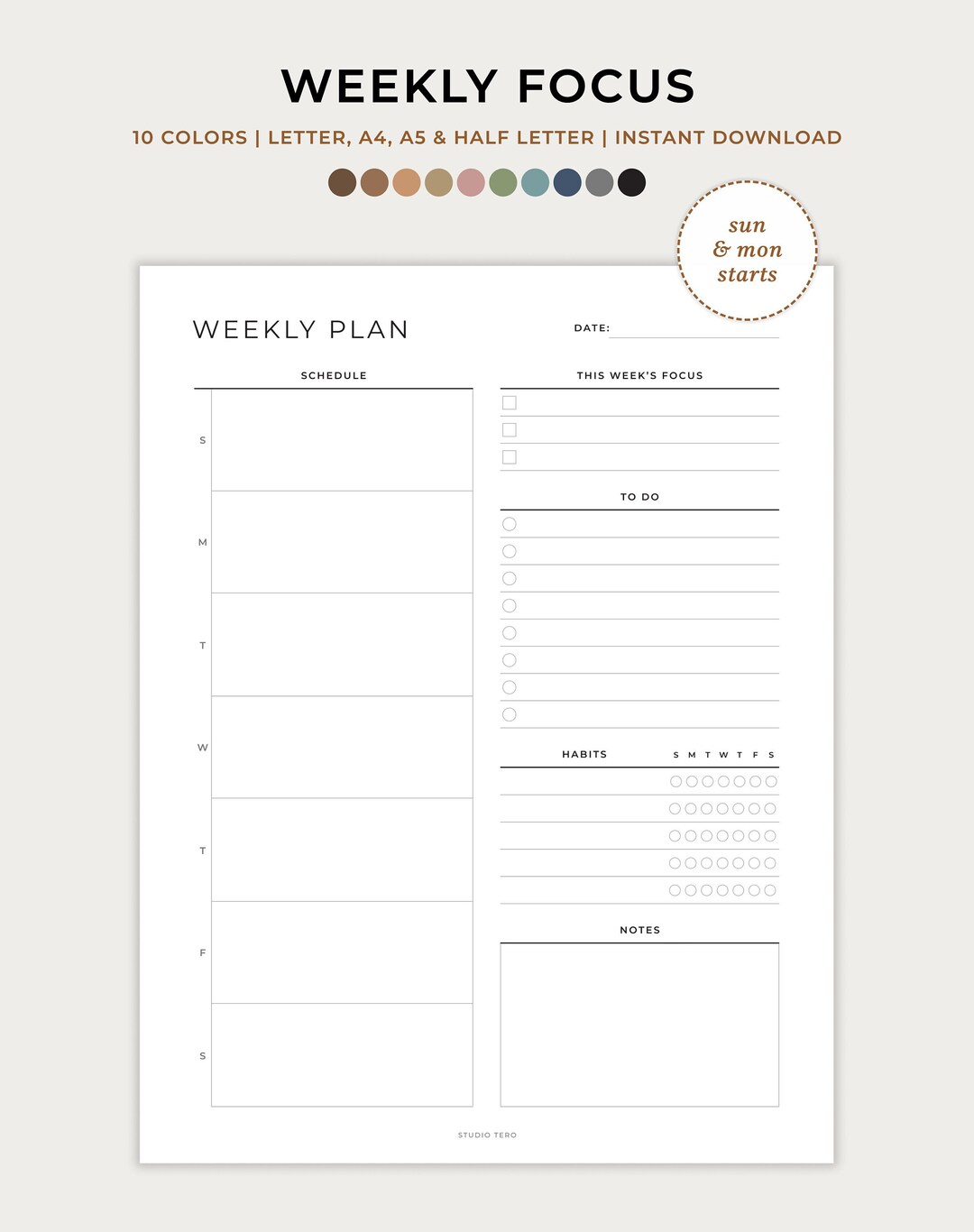 Weekly Focus, Desktop Plan Weekly H Undated Plan Strategic Boxes Tasks ...