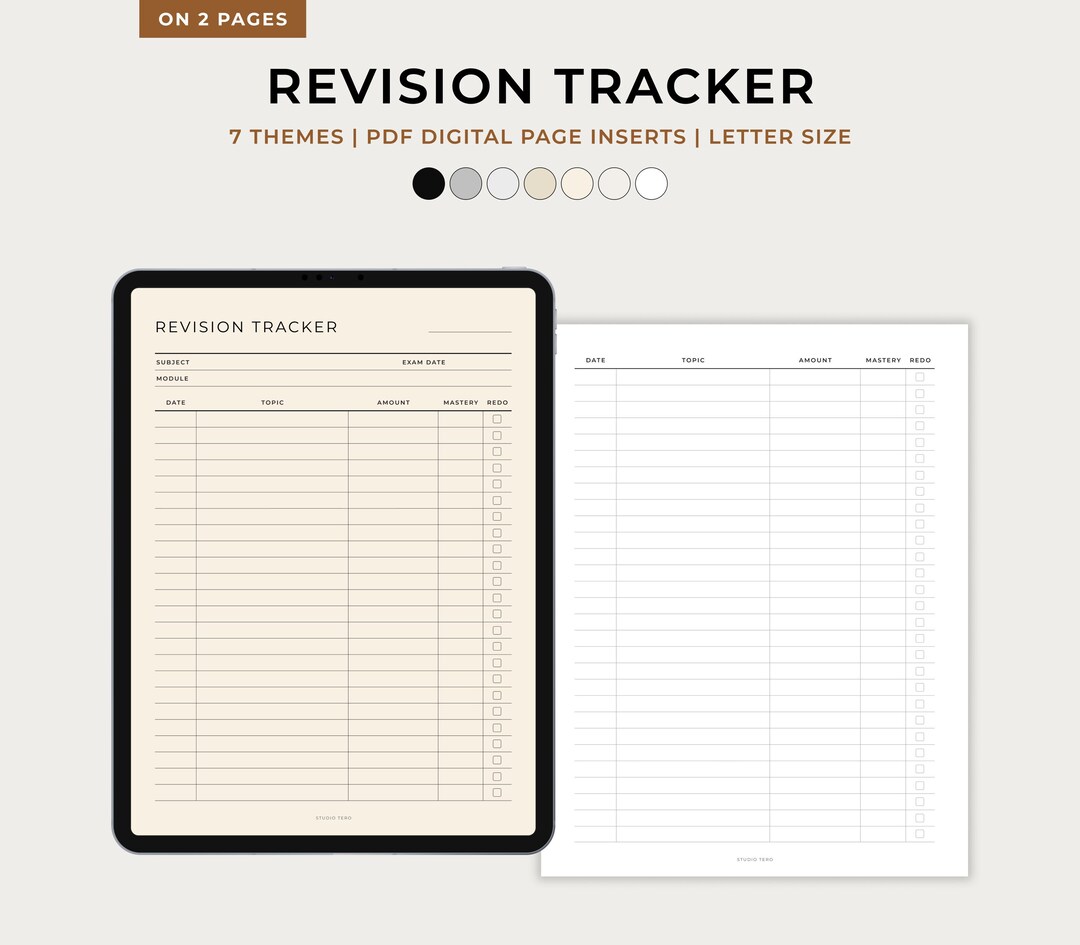 Revision Tracker, Study Log, Study Hours Tracker, Exam Revision Log ...