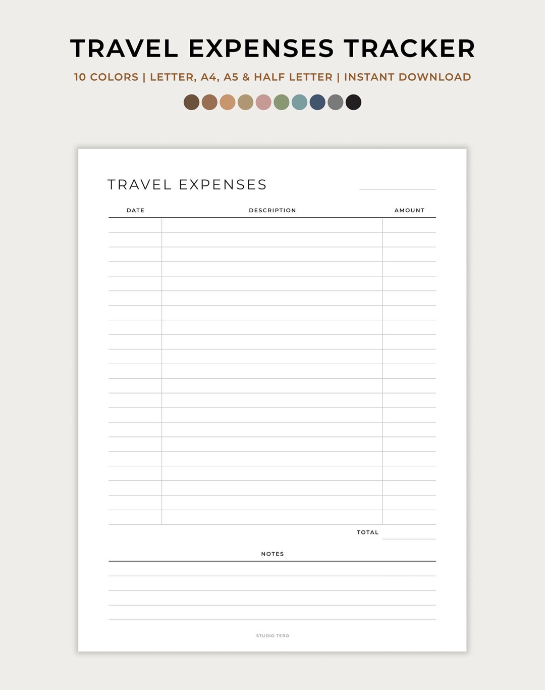 Travel Expenses Tracker, Vacation Spending Log, Holiday Finances ...
