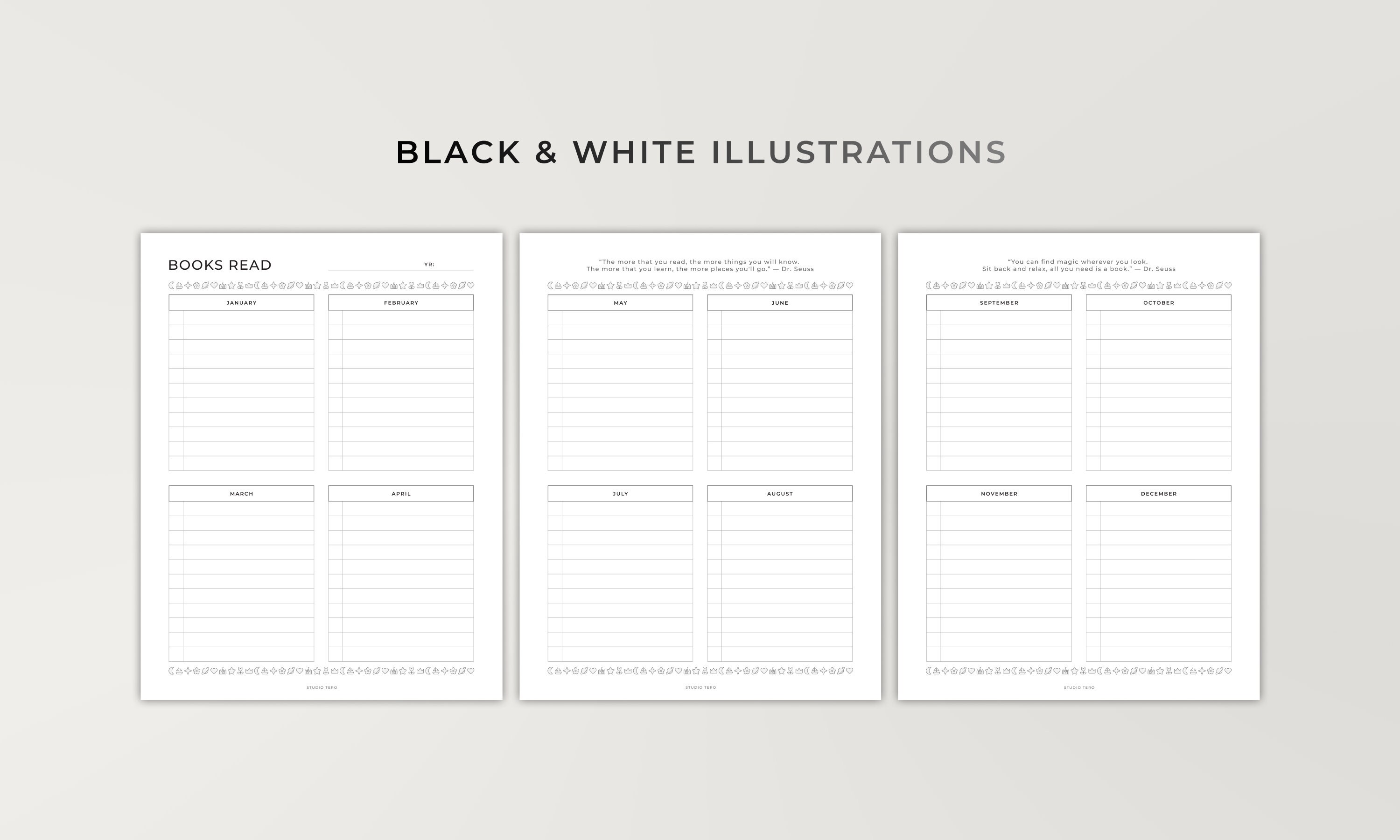 Kids Monthly Book Record, Printable, Minimal, Kids Book Log, Kids ...