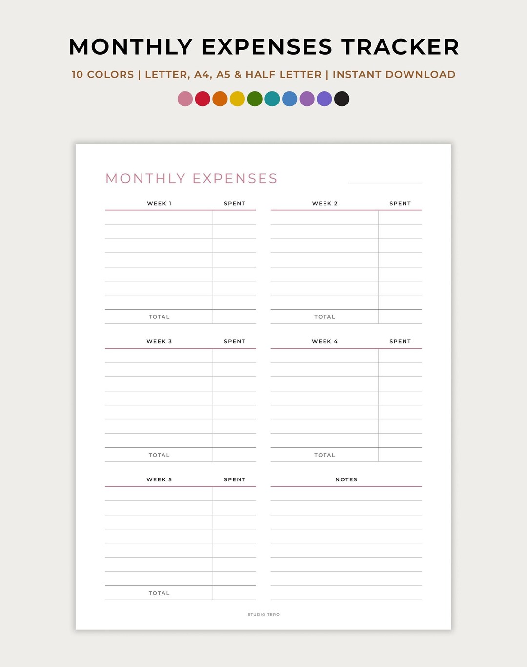 Monthly Expenses Tracker, Expenses Overview, Purchase Recorder, Budget ...