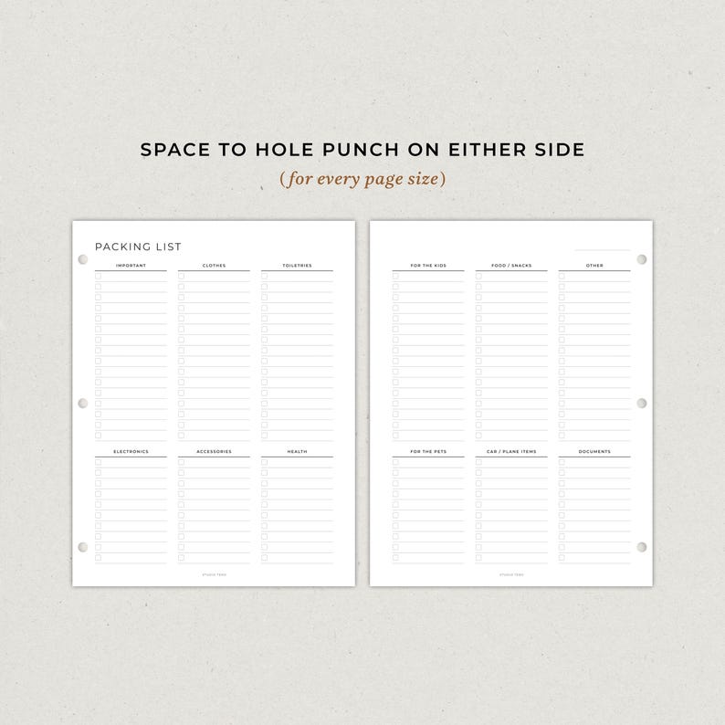 Travel Packing Checklist Printable, Travel Documents, Electronics ...