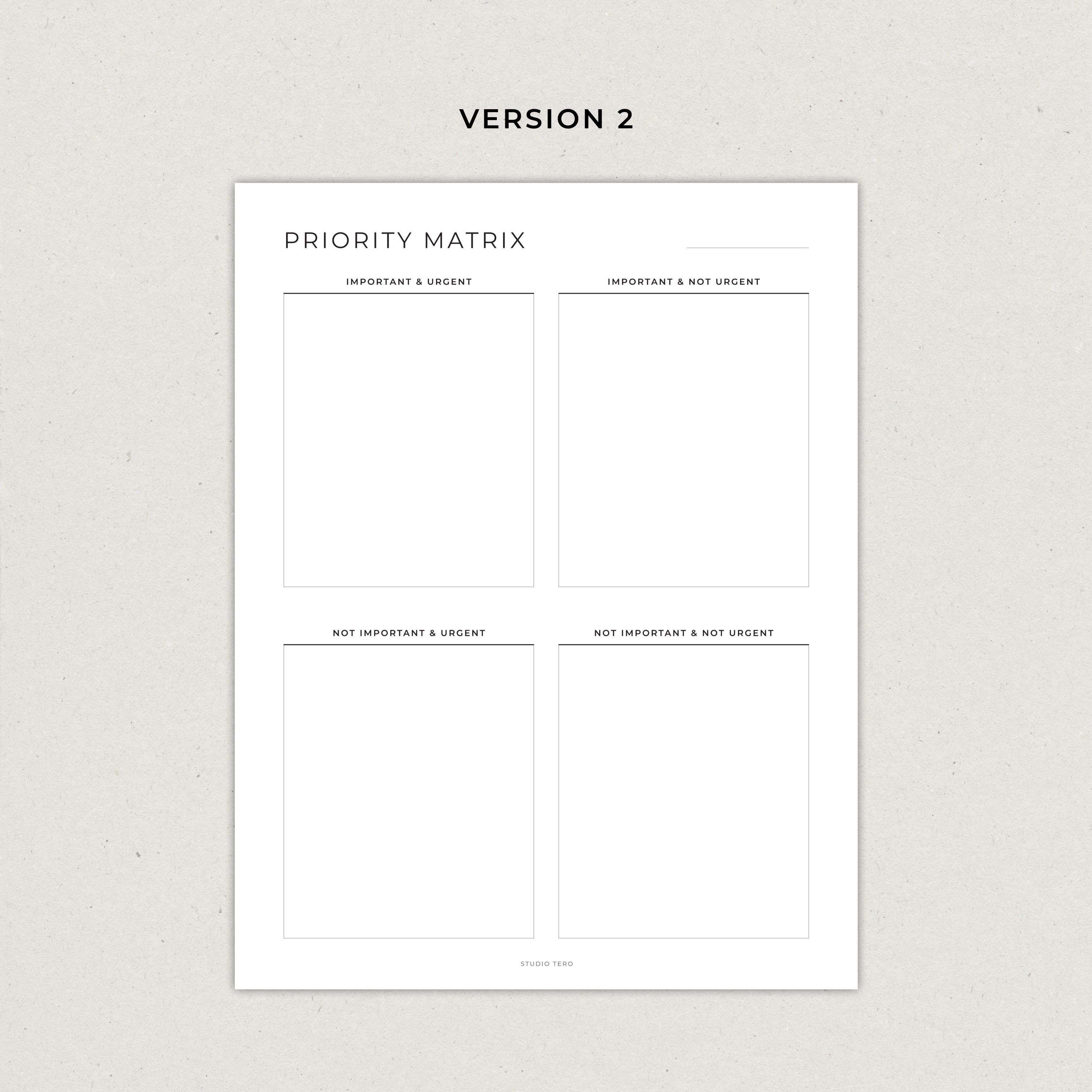 Priority Matrix, Eisenhower Matrix, Decision Matrix, Task Organizer, My ...