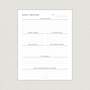 Daily Review, Daily Printable 8.5x11 Planner Daily Grind Planner ...