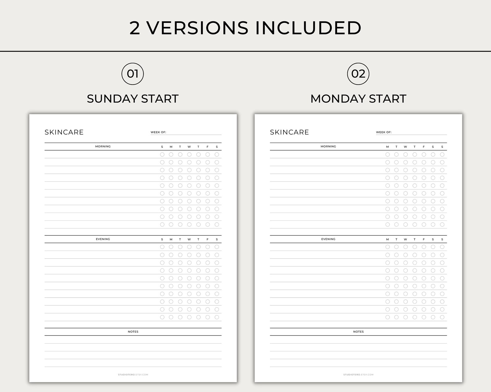 Skincare Tracker, Printable, Minimal, Skincare Routine Tracker, Self ...