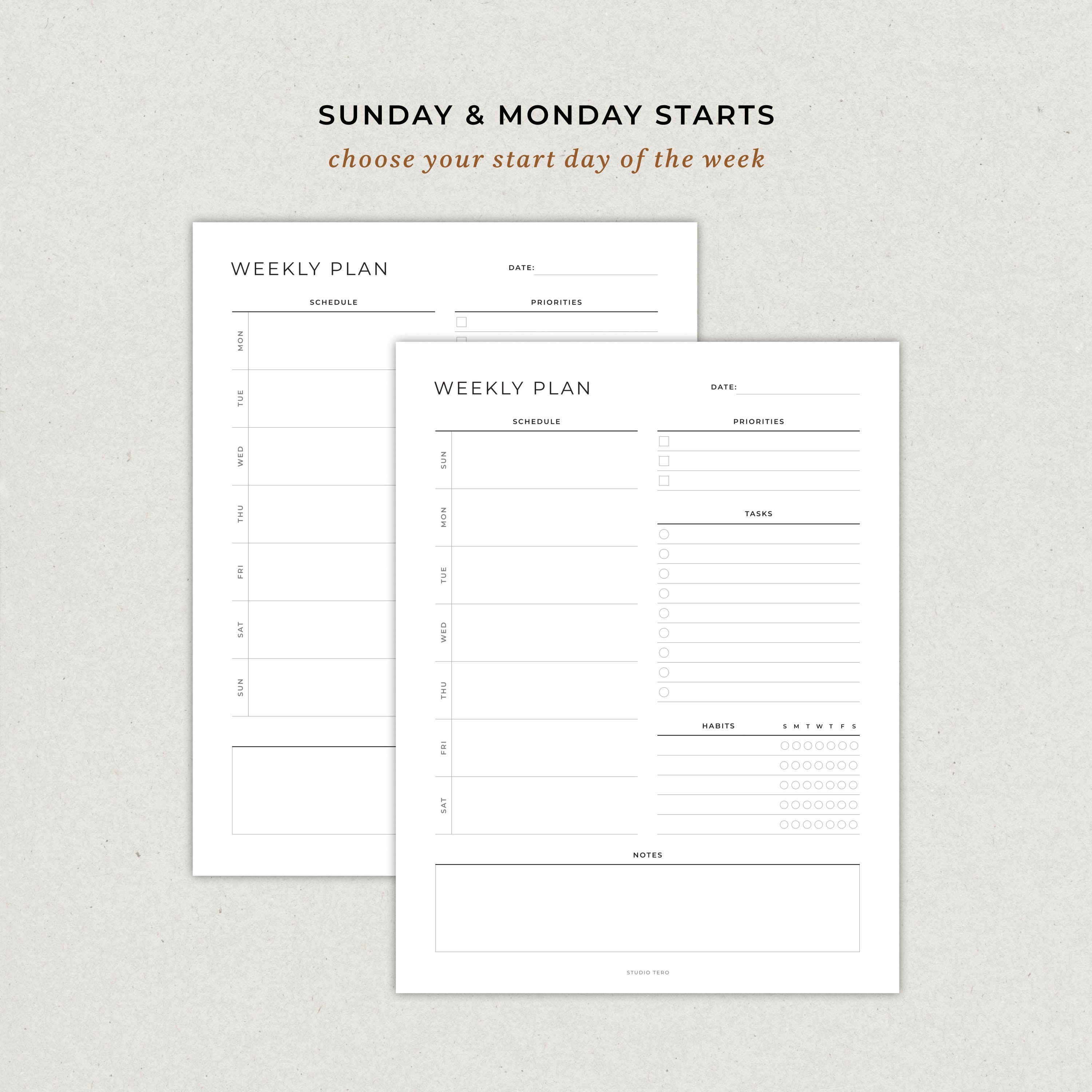 Simple Weekly Planner, Desktop Plan Weekly H Undated Plan Strategic ...