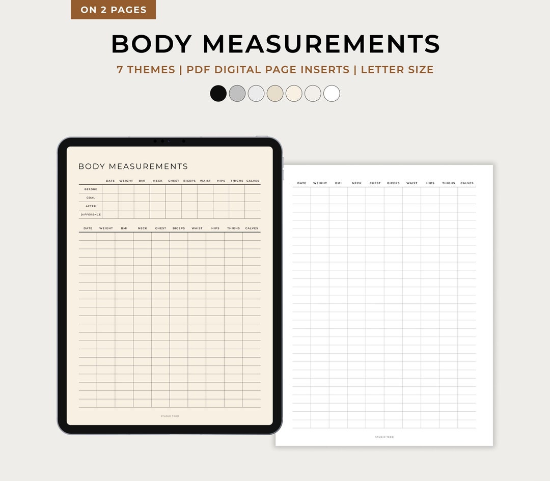 Body Measurements, Body Measurement Tracker, Weight Loss Log, Diet ...