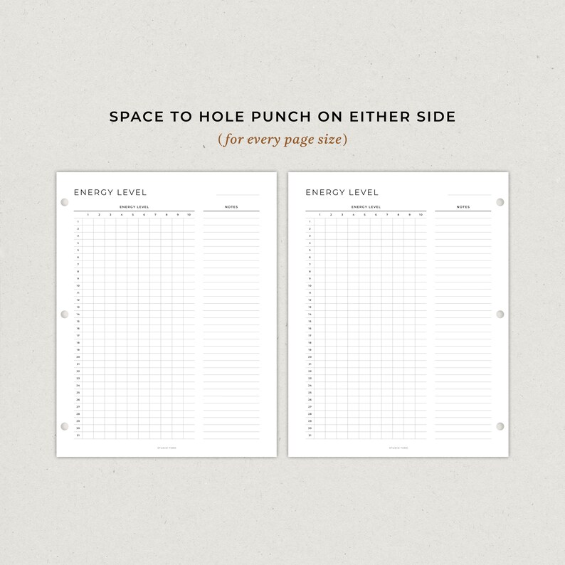 Energy Level Tracker, Printable Template, Wellness Planner, Health ...