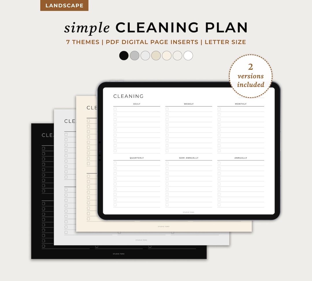 Simple Cleaning Plan, Printable, Home or Office Cleaning, House ...