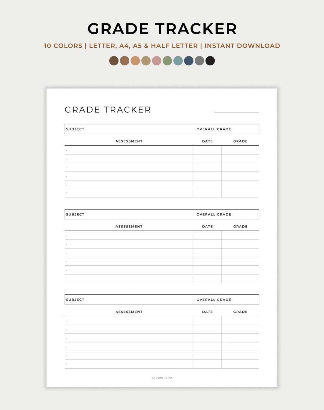 Grade Tracker, Homework Planner, Student Planner, Exam Tracker ...