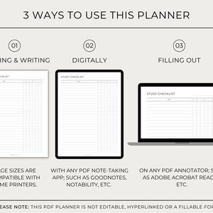 Study Checklist, Printable, Minimal, Student Planner, School Tasks ...