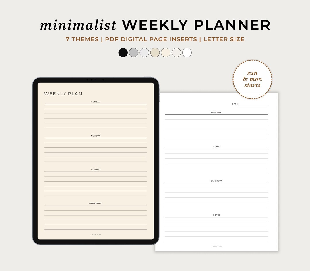 Minimalist Weekly Planner, Desktop Plan Weekly H Undated Plan Strategic ...