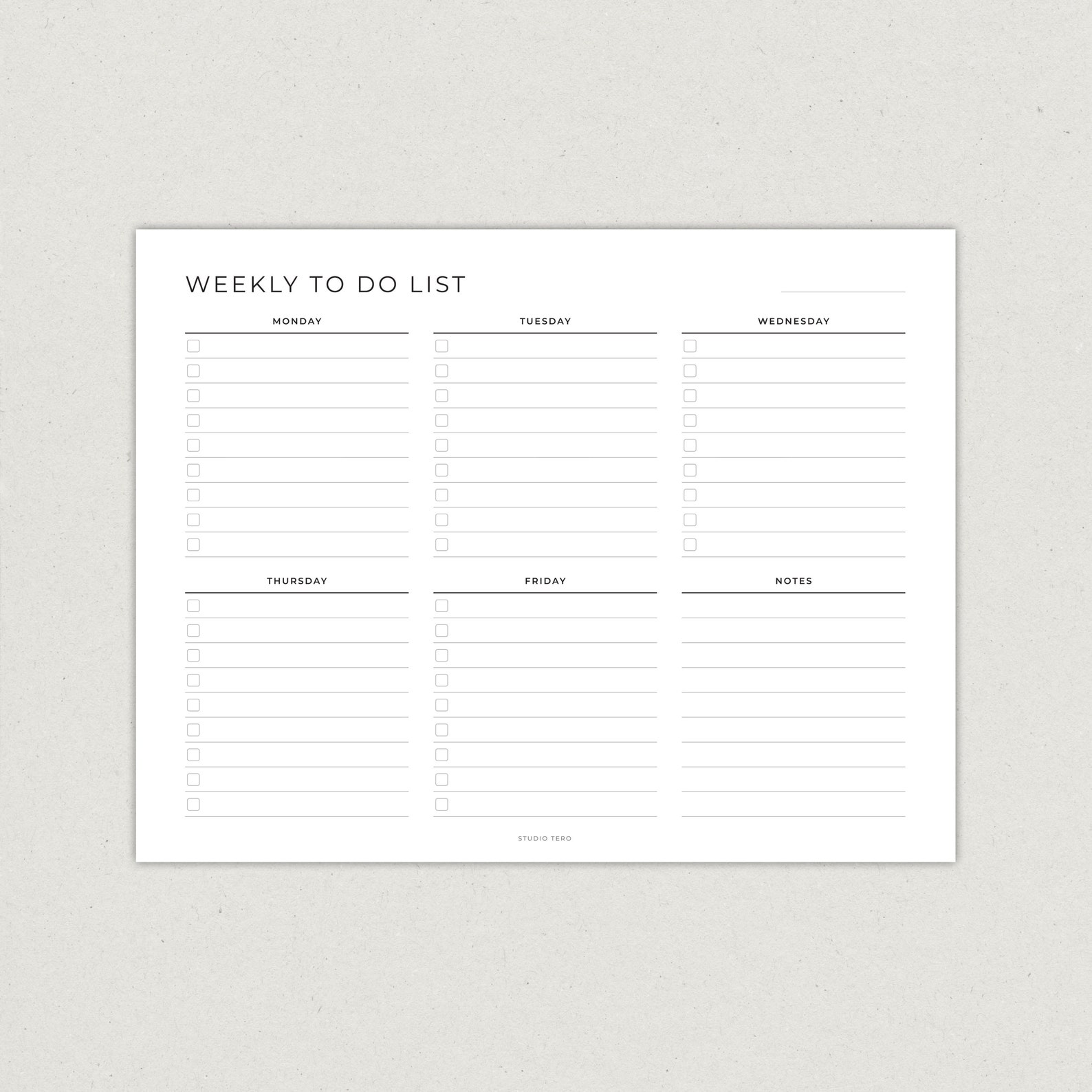 5 Day Week Task List, Printable, Weekly Planner Template, Student ...