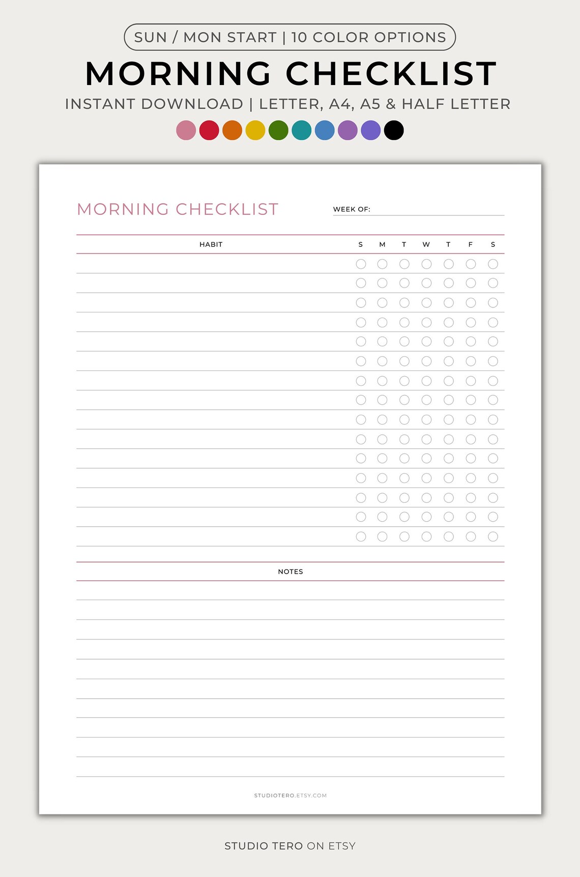 Morning Checklist, Printable, Minimal, to Do List, Daily Tasks Planner ...
