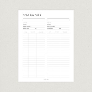 Debt Tracker Printable, Debt Payoff Log, Debt Overview, Budget Planner ...
