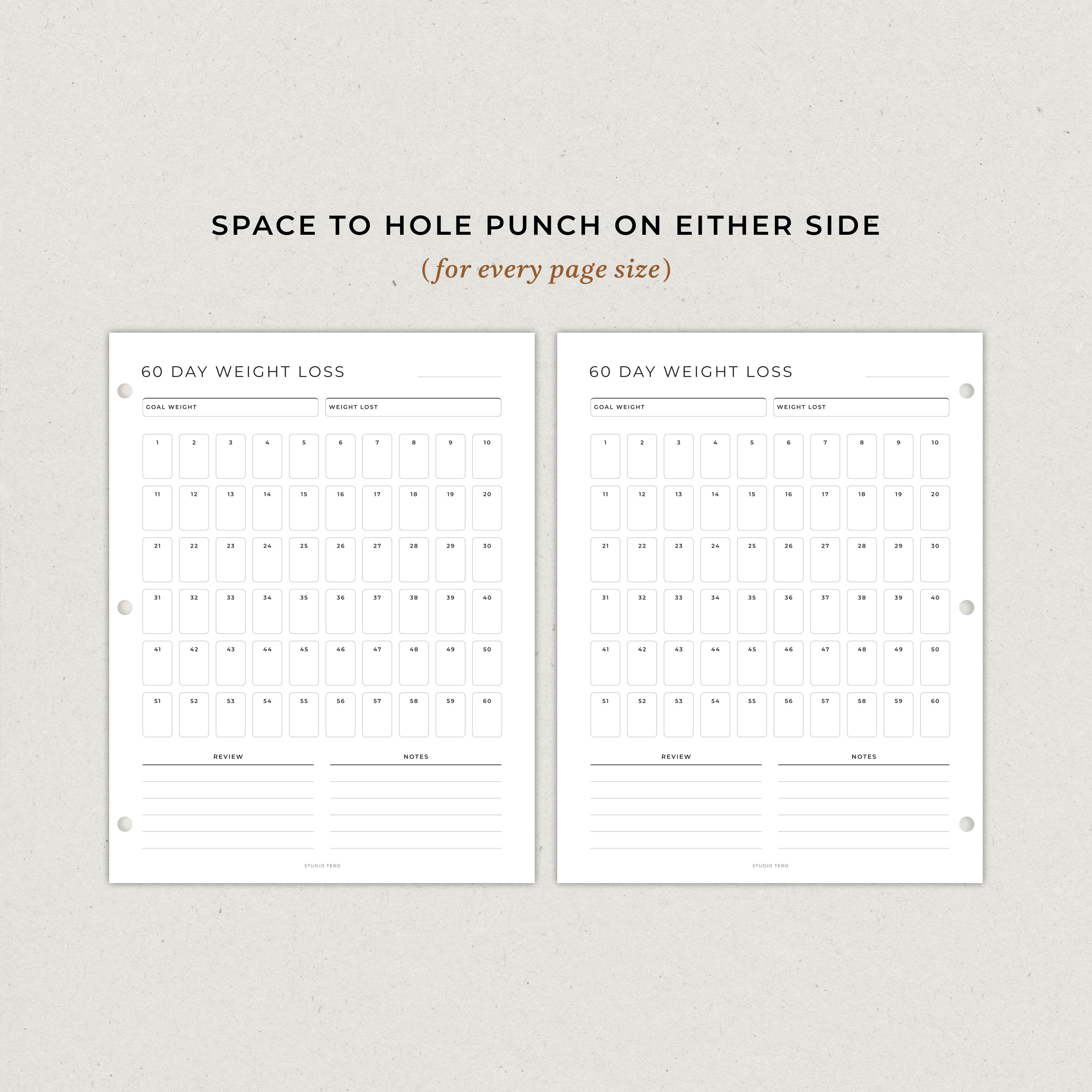 60 Day Weight Loss Tracker Printable, Weight Loss Challenge, Weight ...